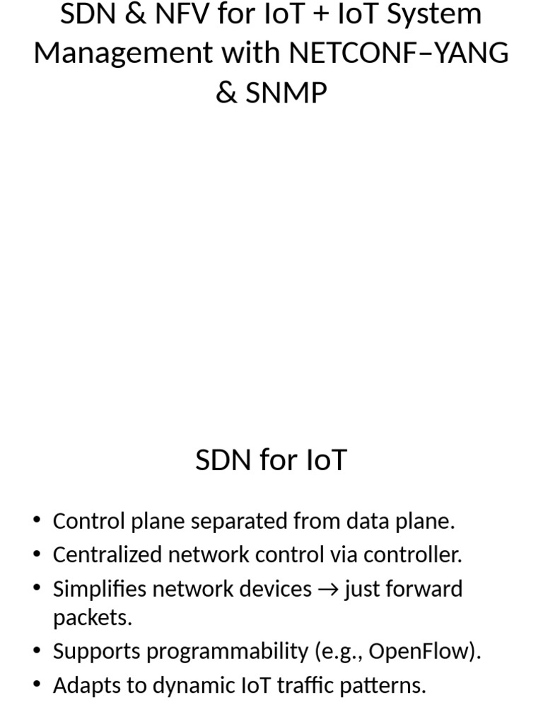 SDN NFV Iot Netconf Yang SNMP | PDF