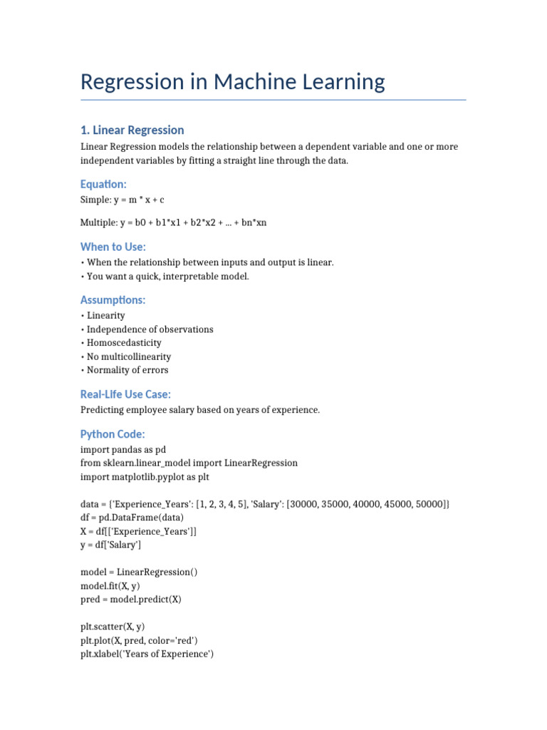 Regression Types Linear Polynomial | PDF