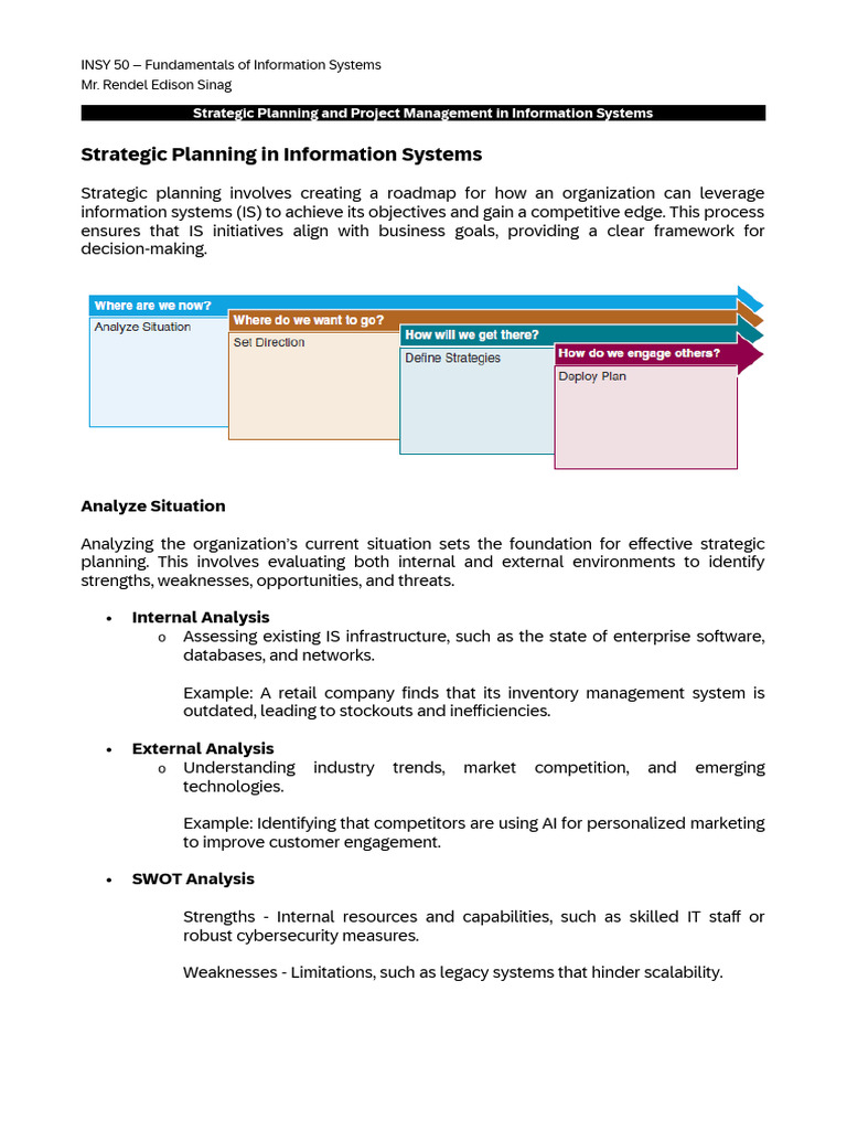 Strategic Planning and Project Management in Information Systems | PDF ...