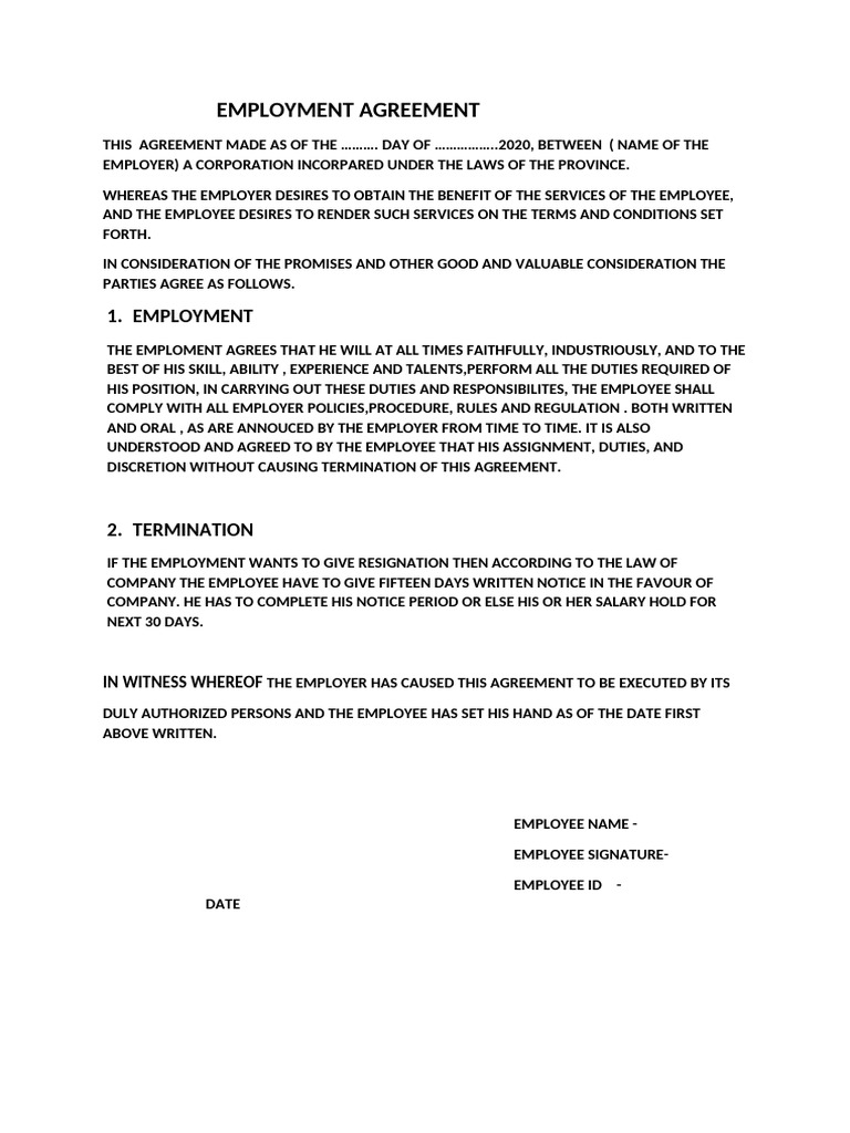 Employment Agreement | PDF