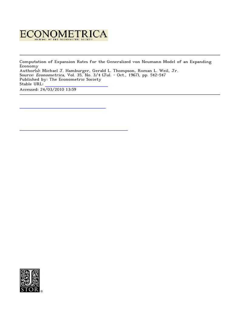 Expansion Rates in von Neumann Model | PDF | Matrix (Mathematics) | Algebra