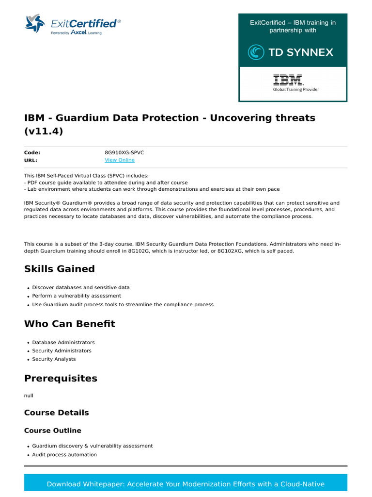 Guardium Data Protection Uncovering Threats v11 4 | PDF