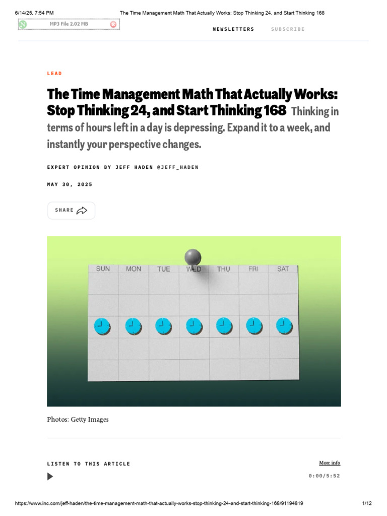 The Time Management Math That Actually Works - Stop Thinking 24, and ...