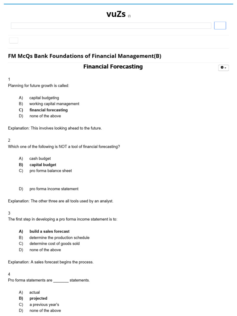 Financial Management MCQs and Concepts | PDF | Interest | Leverage ...