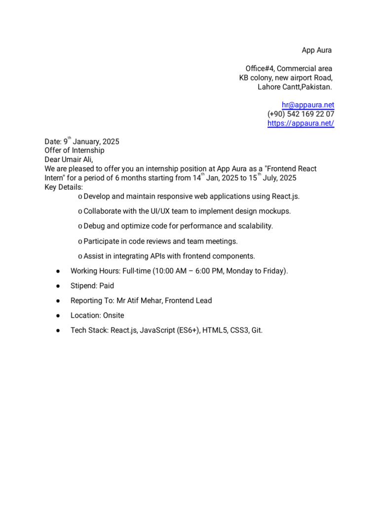 My Offer Letter | PDF
