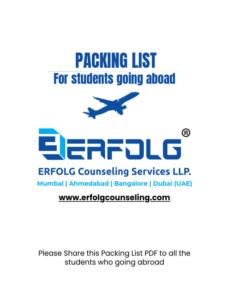 Essential Packing List for Students Abroad | PDF | Usb Flash Drive