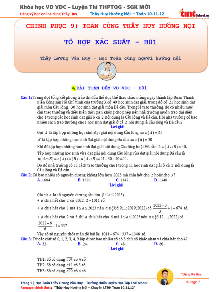 (LVH) - Xác Suất VD VDC B01 - Đa | PDF