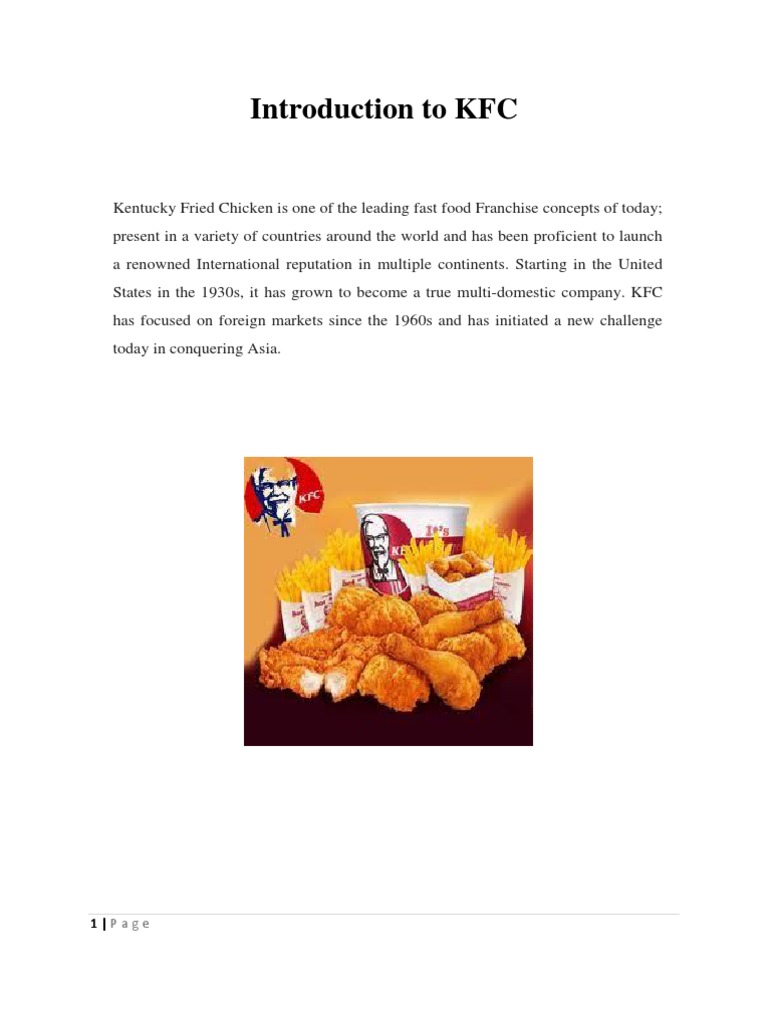 Introduction To KFC | PDF | Fast Food Restaurants | Fast Food