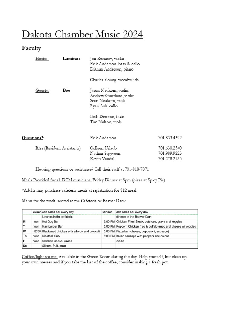 DCM 25 Schedule | PDF | Chamber Music