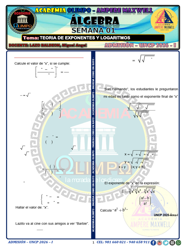 Ejercicios de Leyes de Exponentes y Logaritmos | PDF