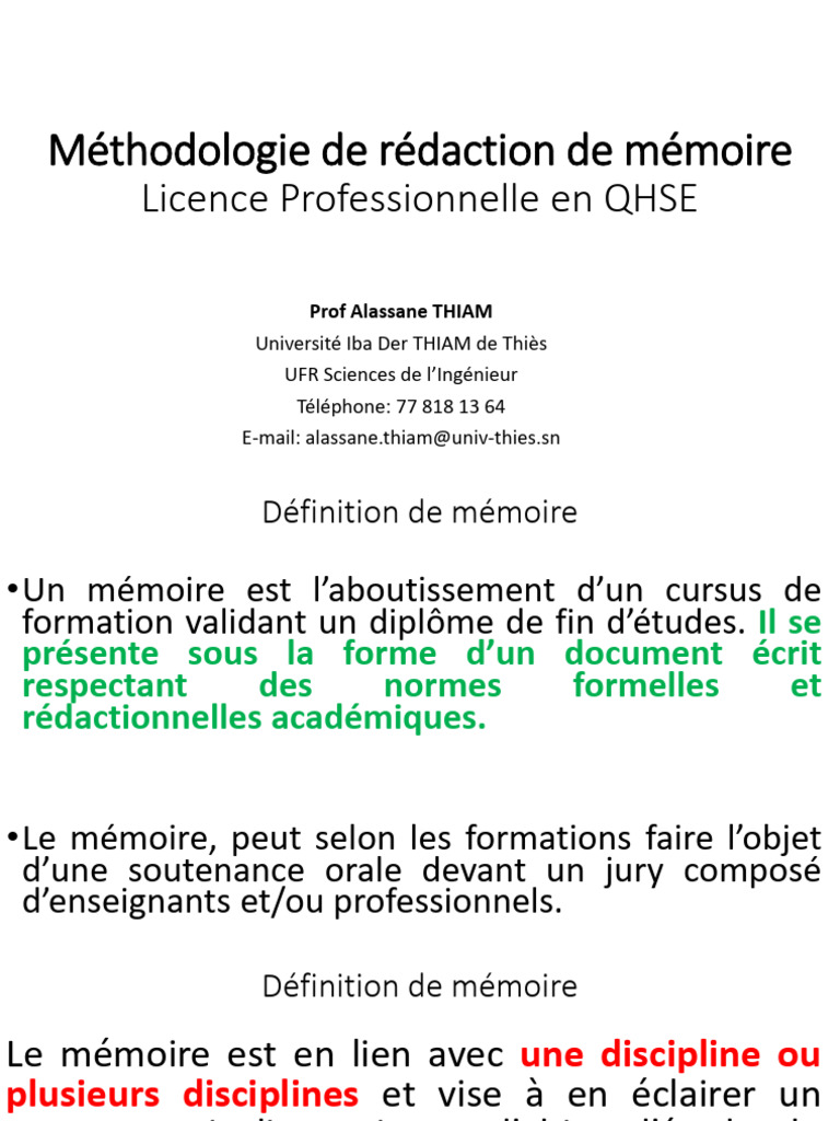 Méthodologie de Rédaction de Mémoire QHSE | PDF | Recherche d ...