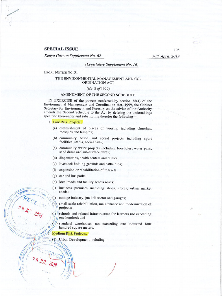 Legal Notice 31 & 32 of 2019 On EIA | PDF