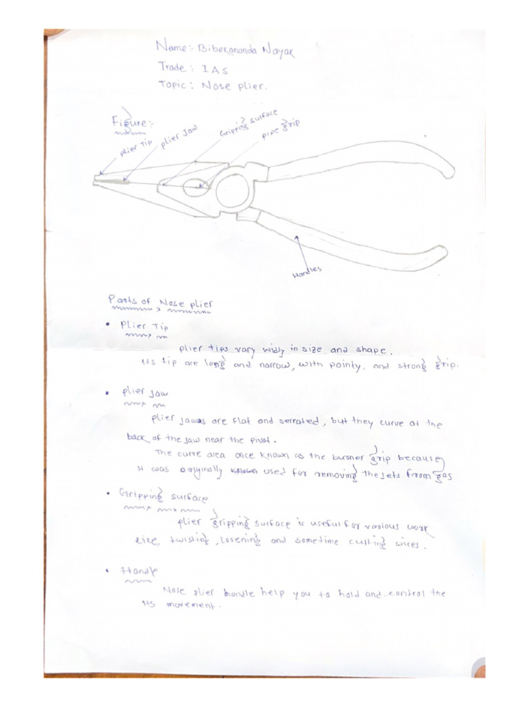 Parts of Nose Plier | PDF