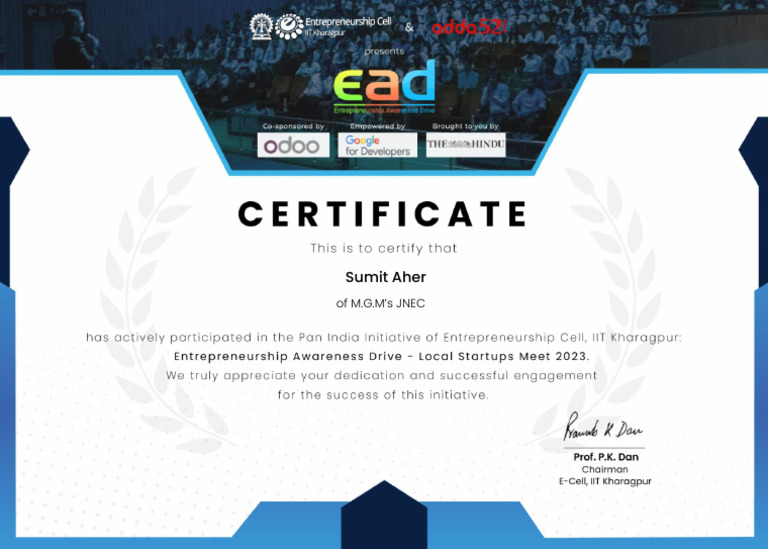 Sumit Aher Certificate | PDF
