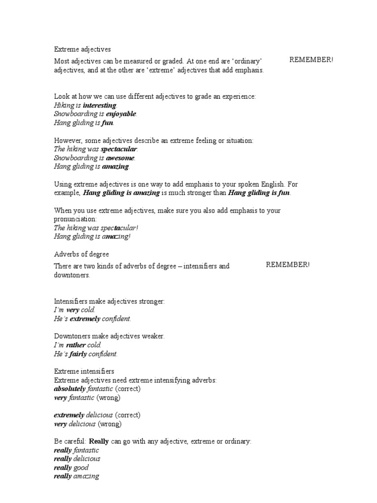 Extreme Adjectives | PDF