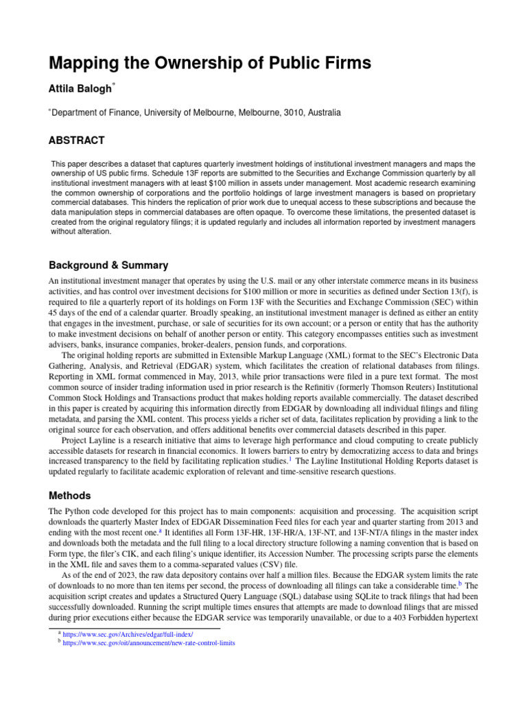 Mapping The Ownership of Public Firms Attila Balogh | PDF | Comma ...