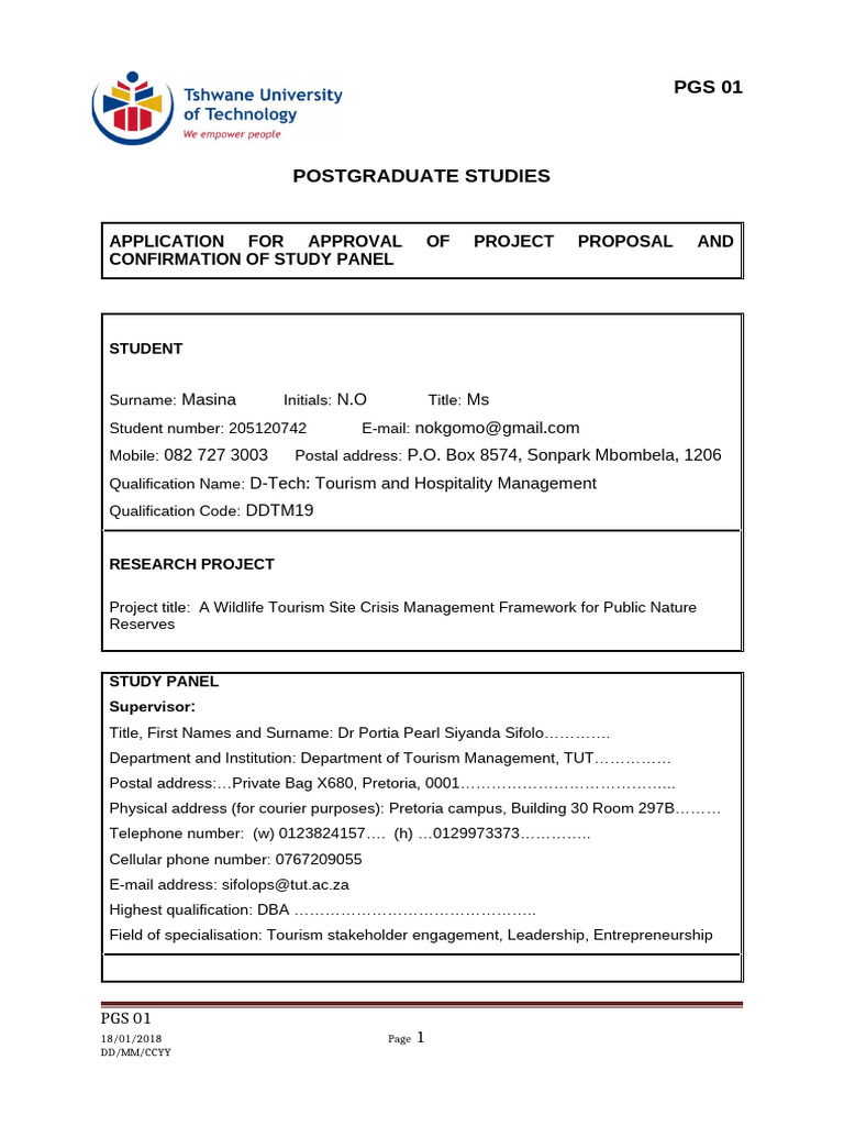 PGS01 Application For Approval of Project Proposal and Confirmation of ...