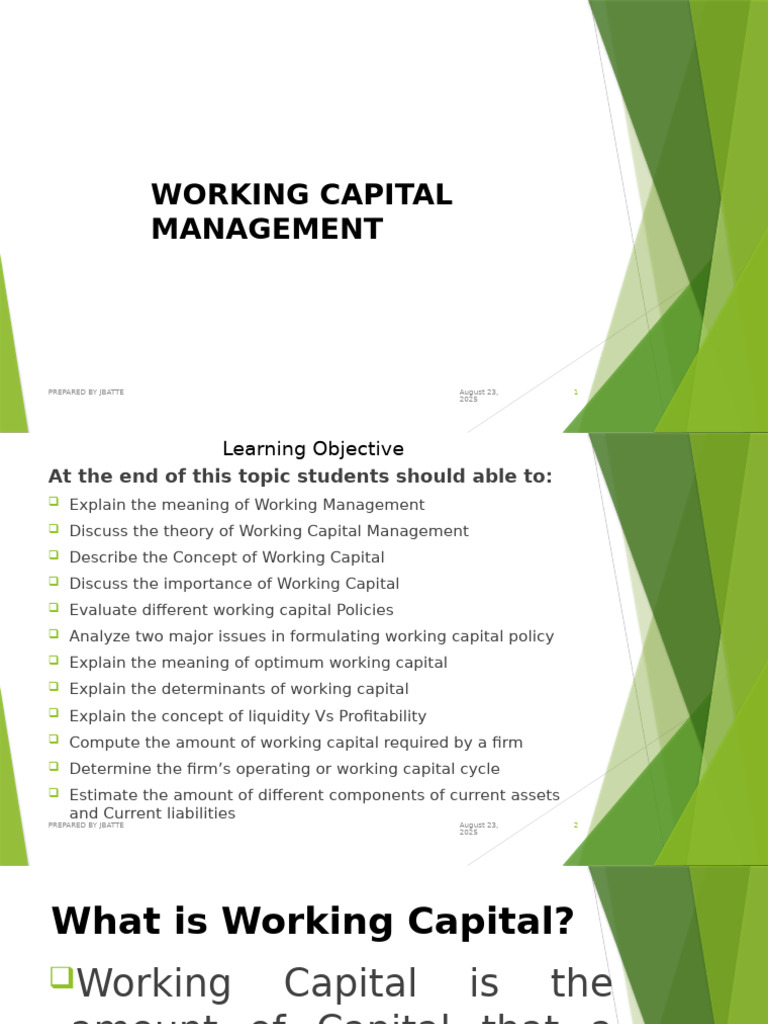 Working Capital Management Overview | PDF | Working Capital | Dividend