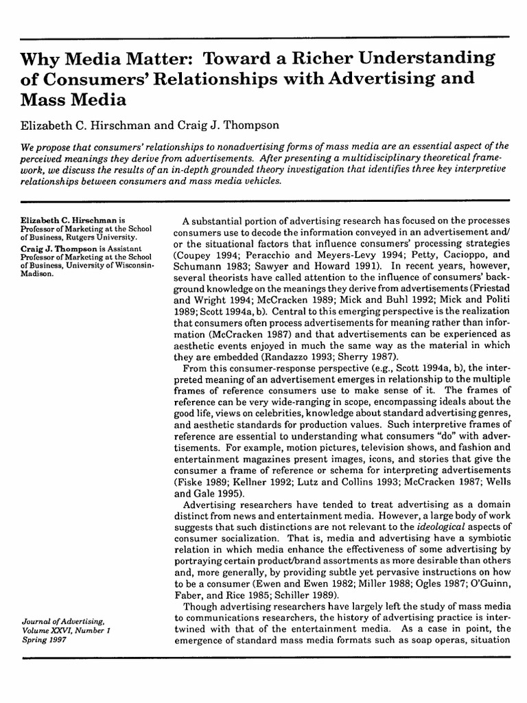 Understanding Consumer Media Relationships | PDF | Advertising