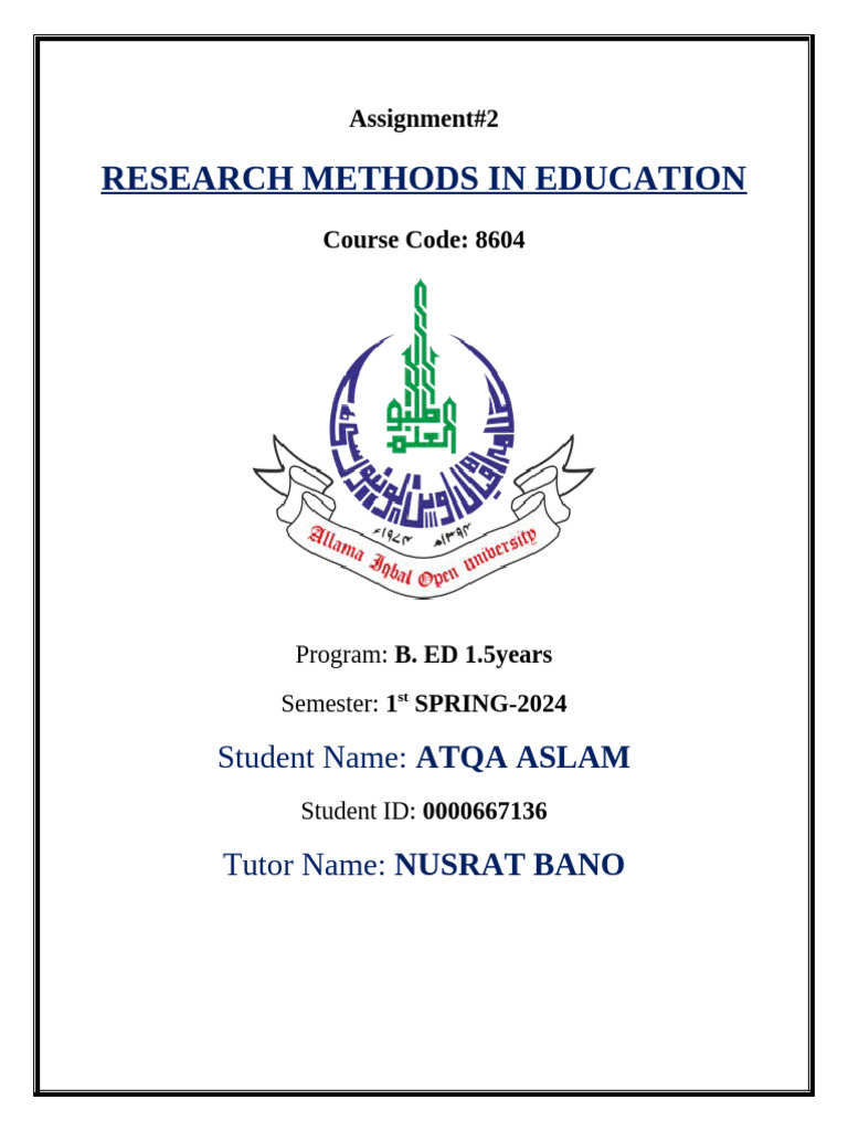 Assignment 2nd 8604 | PDF | Sampling (Statistics) | Qualitative Research
