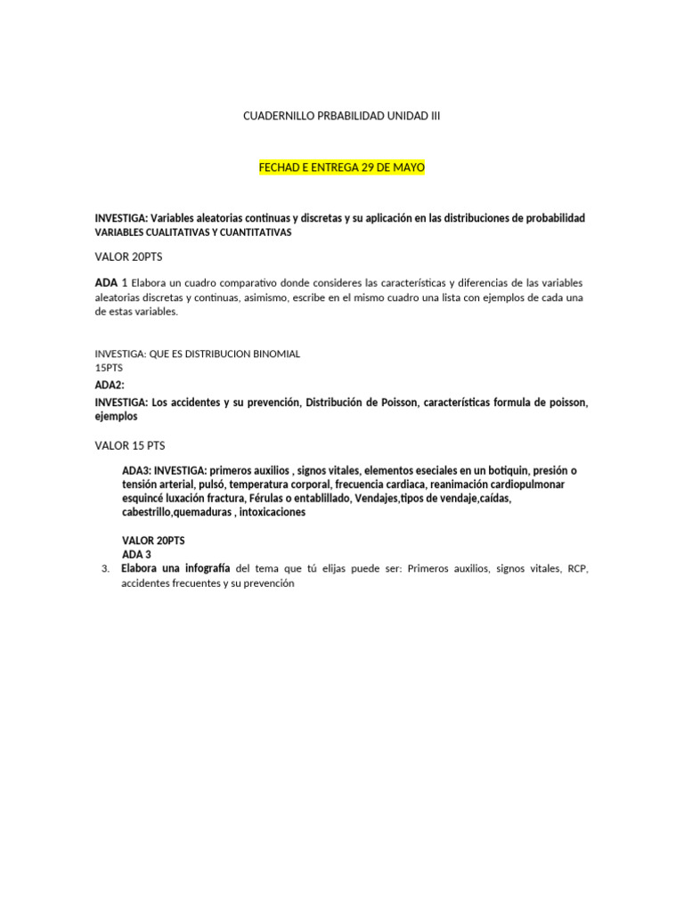 Cuadernillo Prbabilidad Unidad Iii | PDF