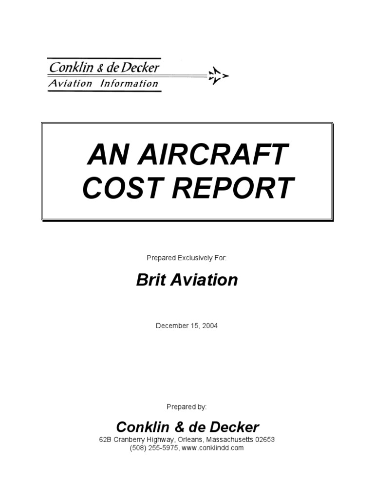 Cost Report | PDF | Takeoff | Aircraft