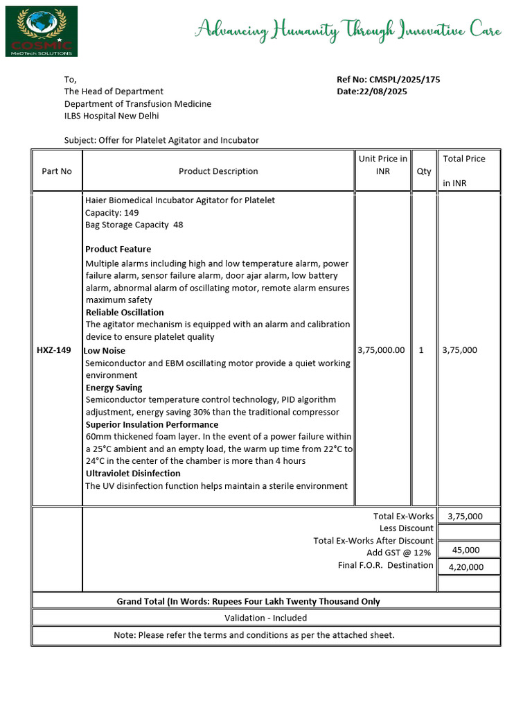 Ilbs Hospital Quotation Revised | PDF | Taxes