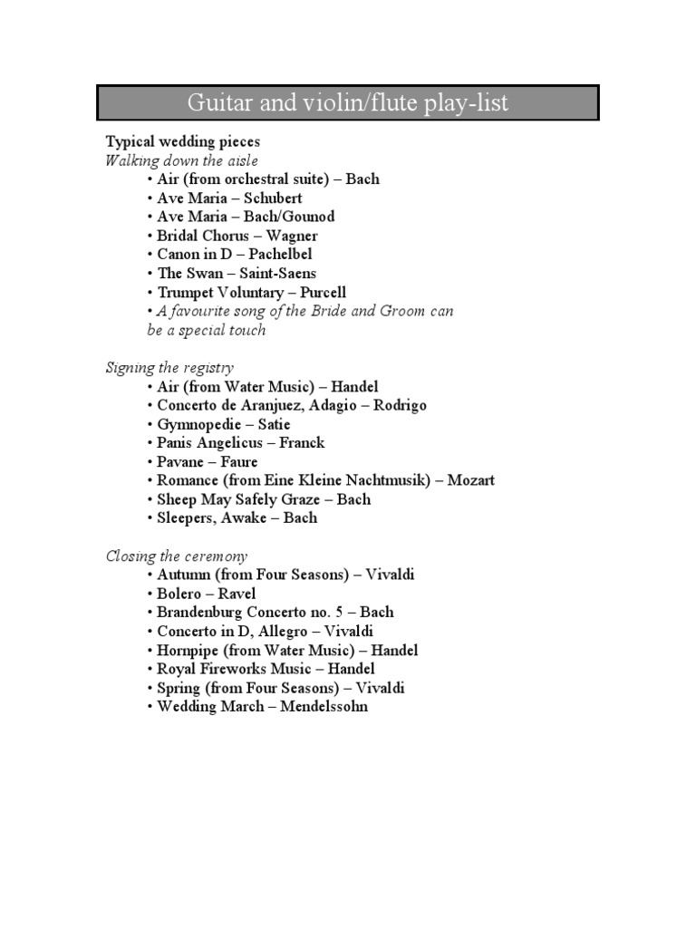 Basic Duo Play List PDF | PDF | Johann Sebastian Bach | Concerto