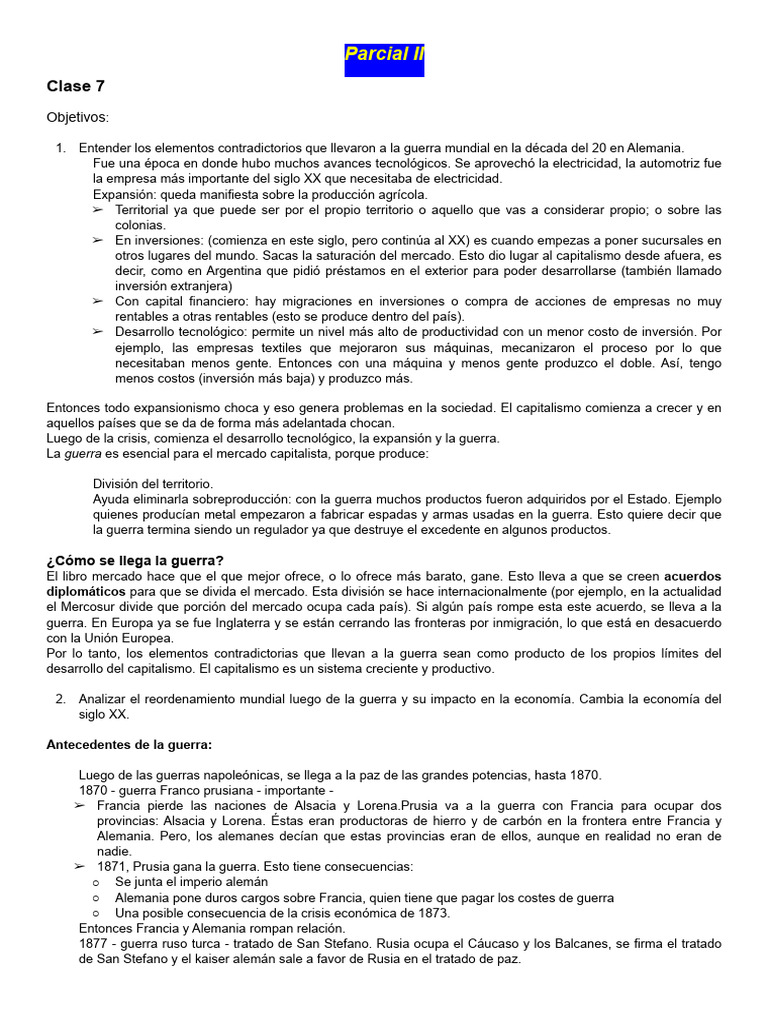 Parcial II Resumenes de Clases | PDF | República de Weimar | imperio Alemán