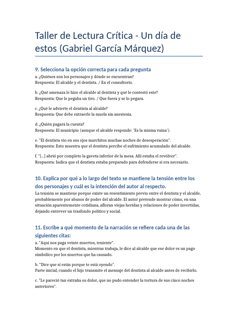 Tensión y abuso de poder en García Márquez | PDF