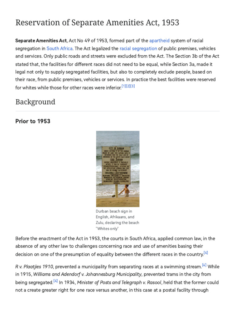 Reservation of Separate Amenities Act, 1953 - Wikipedia | PDF | Justice ...