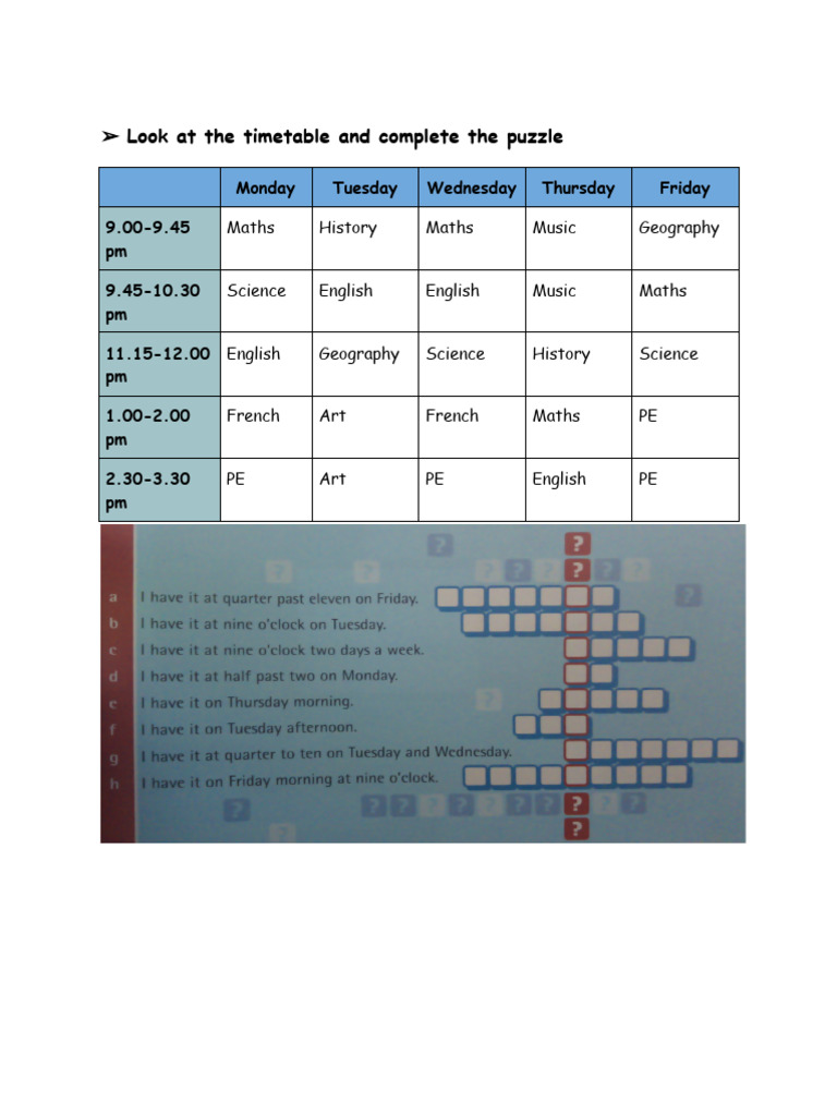 Timetable Puzzle | PDF