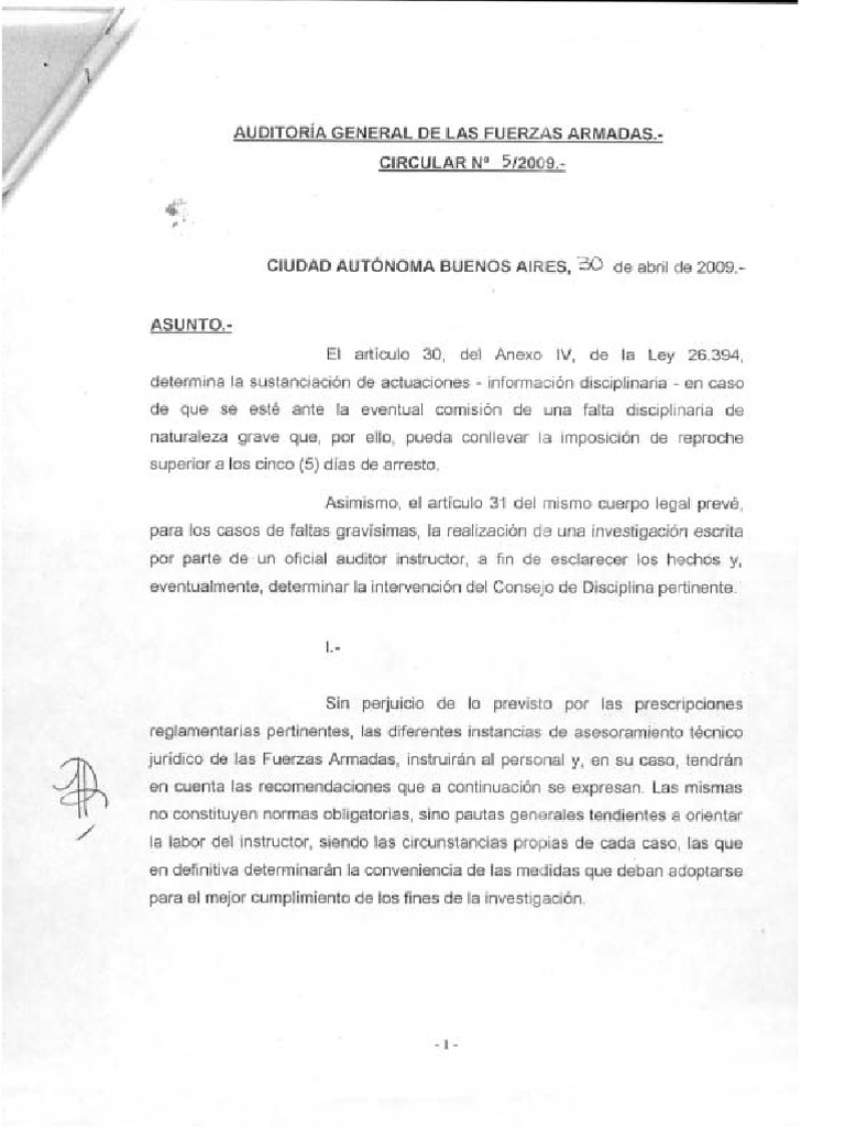 CIRCULAR AUDIGEFA #5 Directivas Ante Faltas Graves - Gravísimas A Los of Instr | PDF