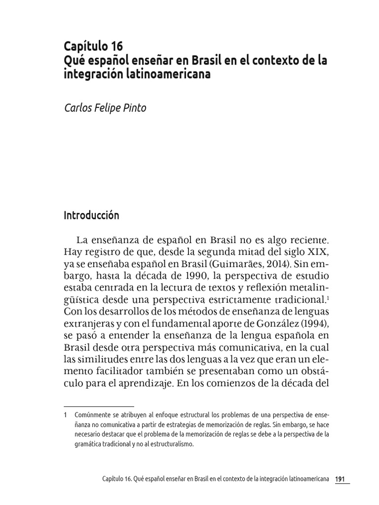 Enseñanza del español en Brasil y su integración | PDF | Lengua ...
