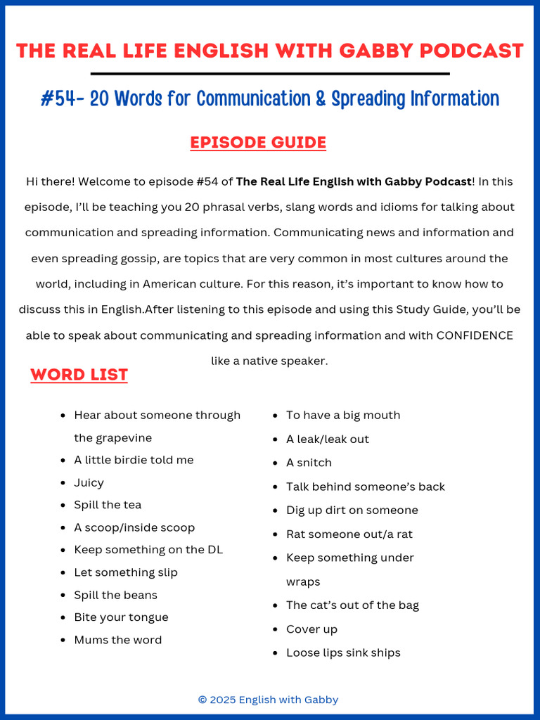 20 Words for Spreading Information | PDF | Idiom | English Language