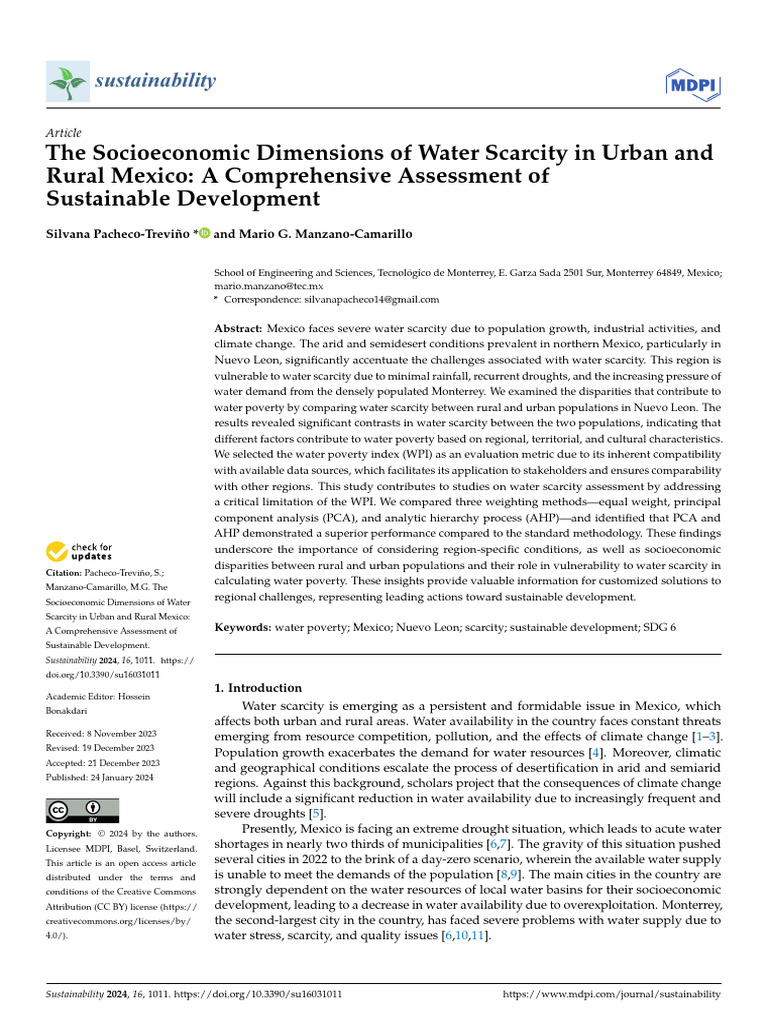 Water Scarcity in Mexico: Urban vs. Rural | PDF | Water Scarcity | Water