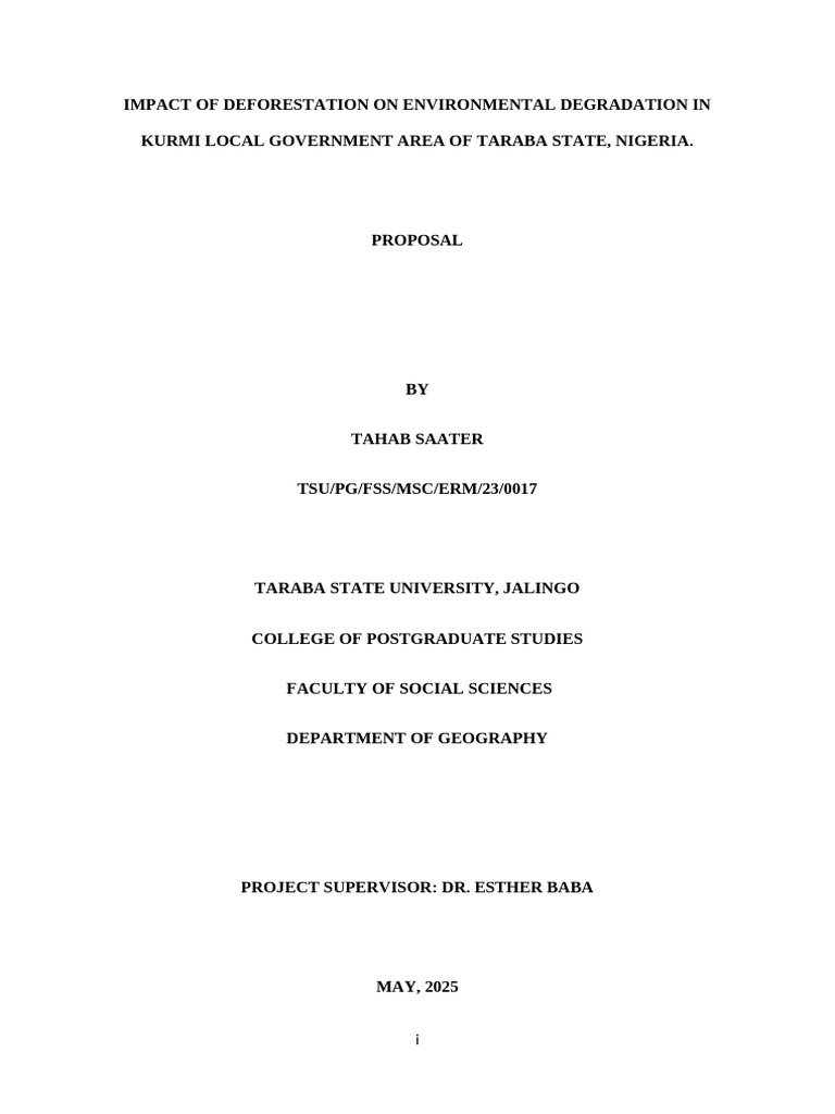 Tahab Proposal Corrected-2 | PDF | Deforestation | Forests