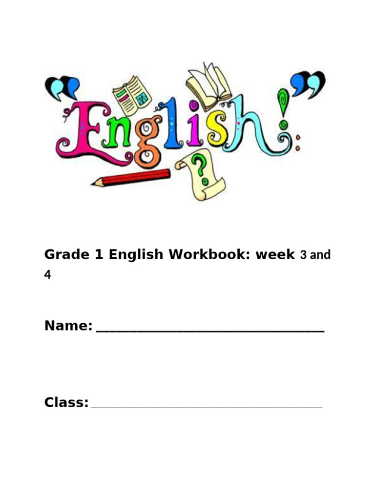 Grade 1 English Workbook Weeks 3-4 | PDF