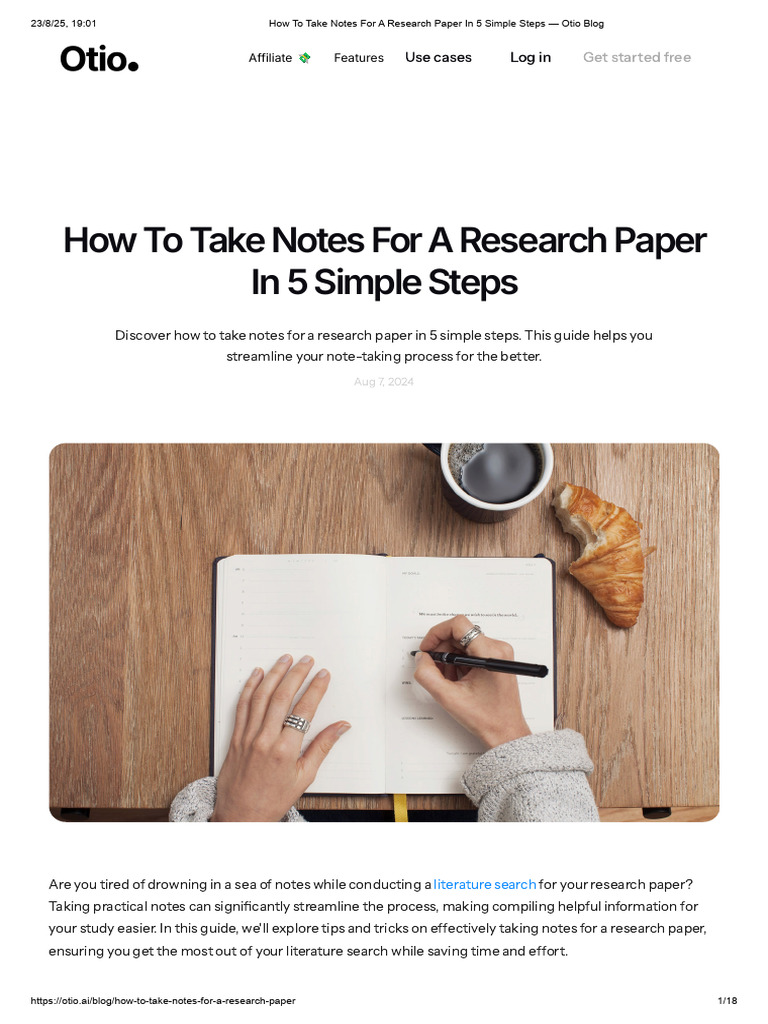 How To Take Notes For A Research Paper in 5 Simple Steps - Otio Blog ...