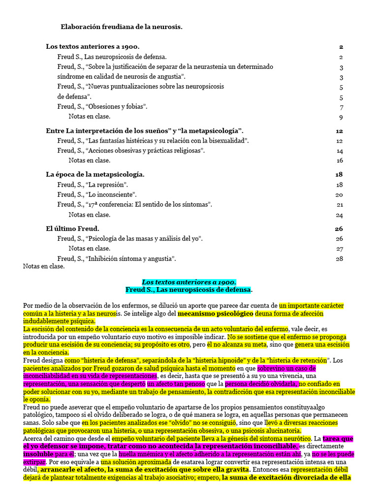 Elaboración Freudiana de La Neurosis | PDF | Neurosis | Trauma psicólogico