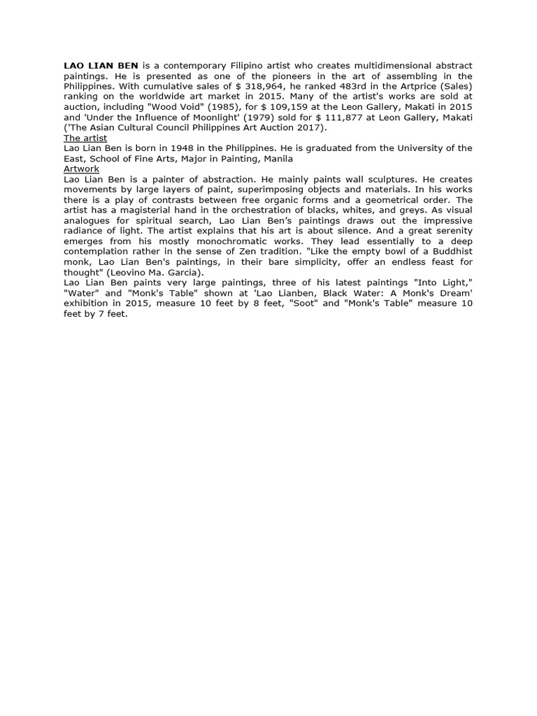 Lao Lian Ben Bio | PDF