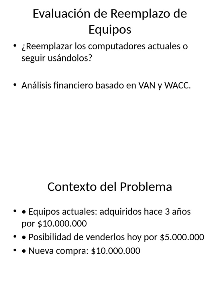 Evaluacion Reemplazo Equipos | PDF