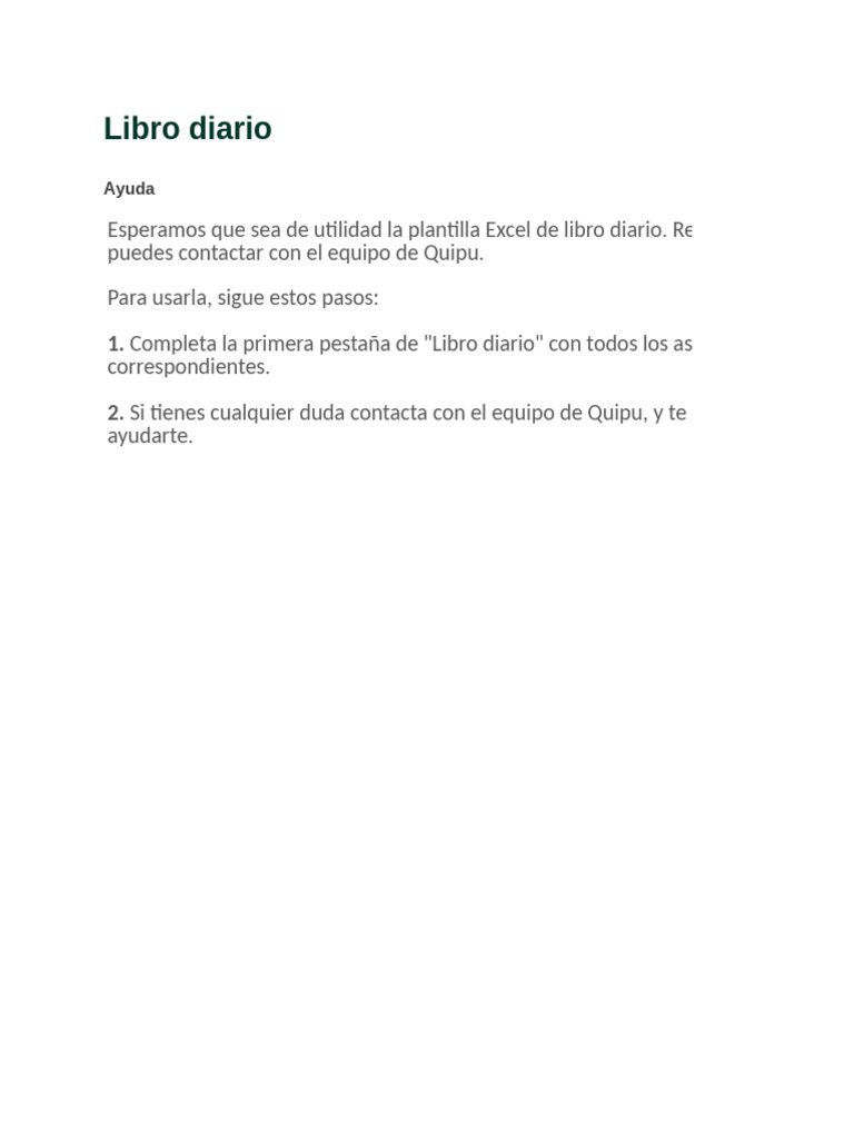 Plantilla Excel para Libro Diario | PDF