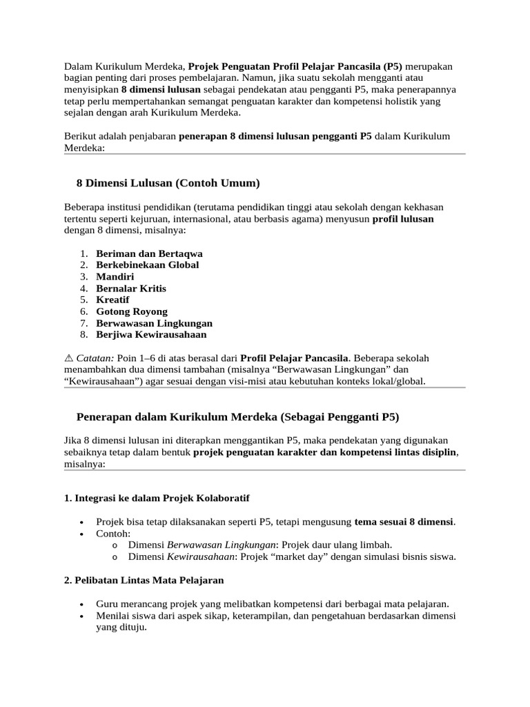 8 Dimensi Profil Lulusan | PDF