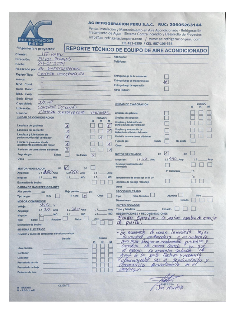 Reporte Mtto Prev Area Comedor | PDF