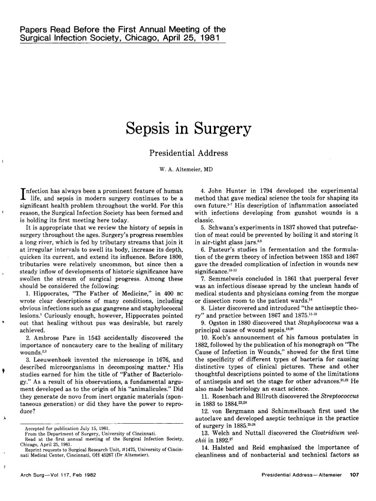 Alte Meier 1982 | PDF | Infection | Surgery