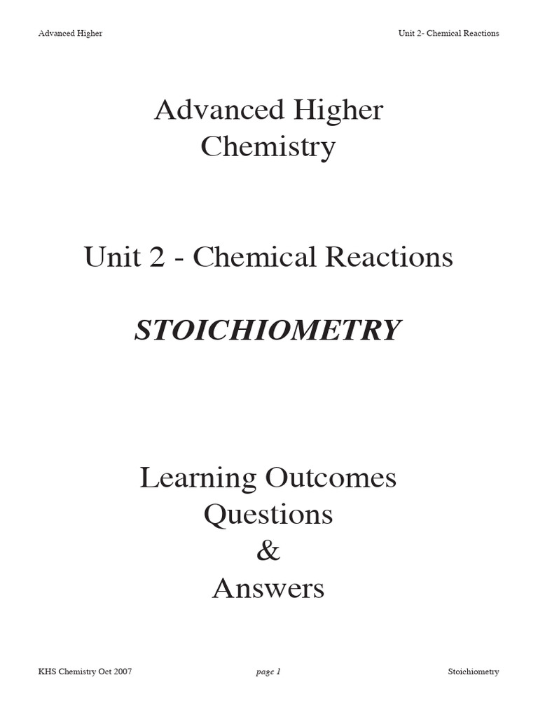 Stoichiometry Question Booklet | PDF | Mole (Unit) | Stoichiometry