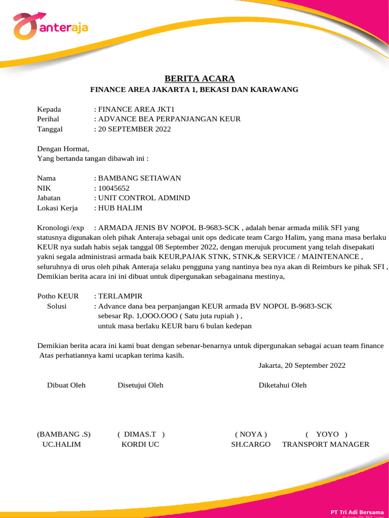 Template Berita Acara (2) Advance | PDF