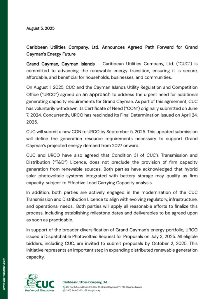Cuc Announces Agreed Path Forward for Gc Energy Future 050825 | PDF ...