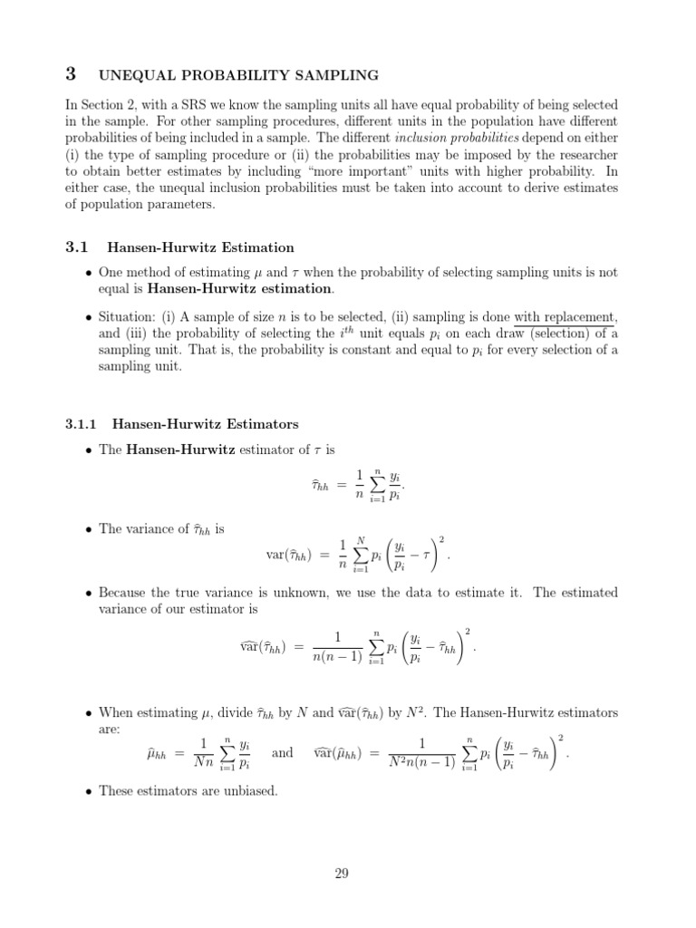 3 Unequal | PDF | Estimator | Sampling (Statistics)
